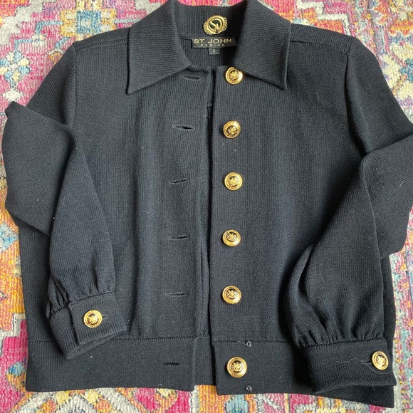 St. John | Sweaters | St John Basic Collection Sz Sm Black Cardigan ...